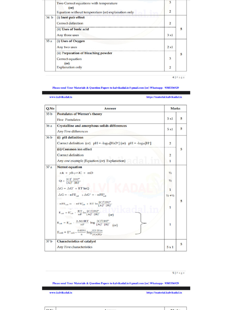 Chemistry Answer Key | PDF