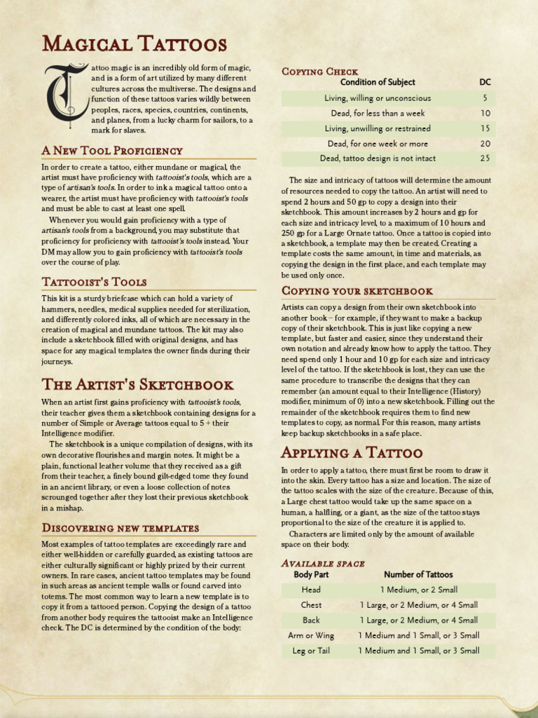 Guide To Magical Tattoos v4 - GM Binder | PDF | Tattoo | Color