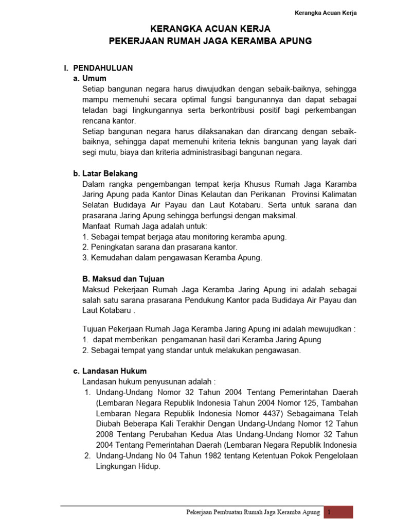 KAK Fisik Rumah Jaga (kONTRUKSI) | PDF | Sains & Matematika