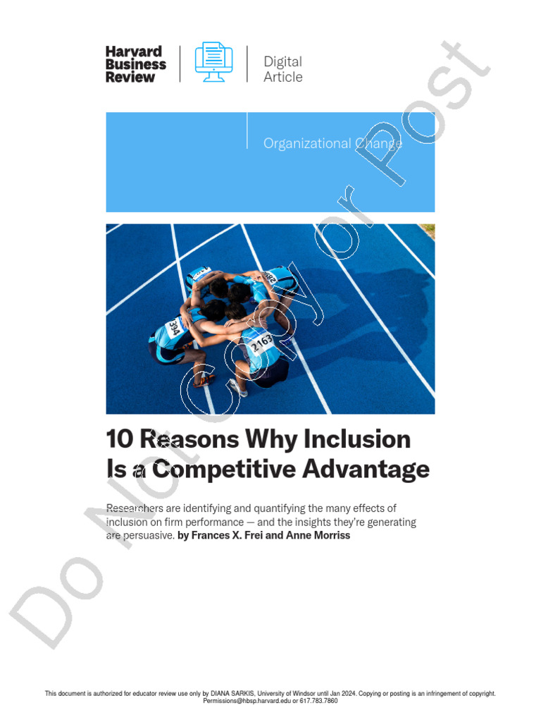 10 Reasons Why Inclusion Is A Compeitive Advantage | PDF | Career & Growth