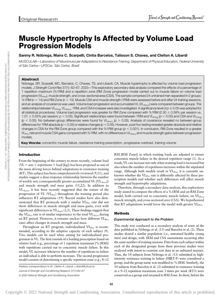 Muscle Hypertrophy Is Affected by Volume Load.9 | PDF | Strength ...