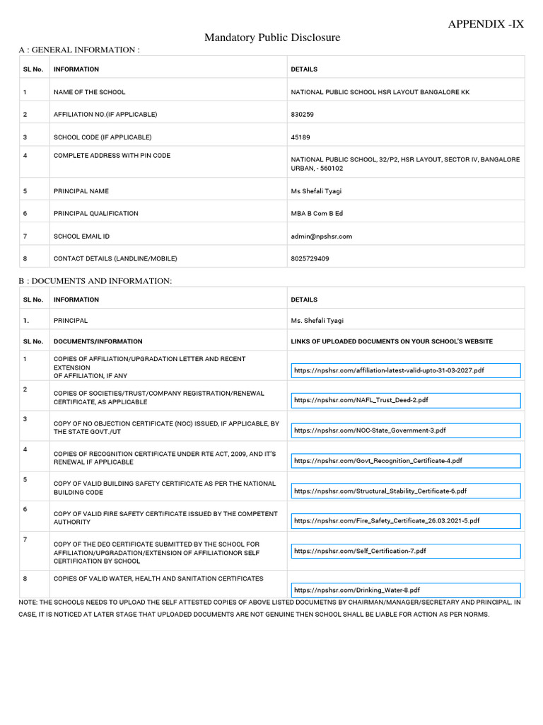 Mandatory Disclosure 2023 2024 | PDF