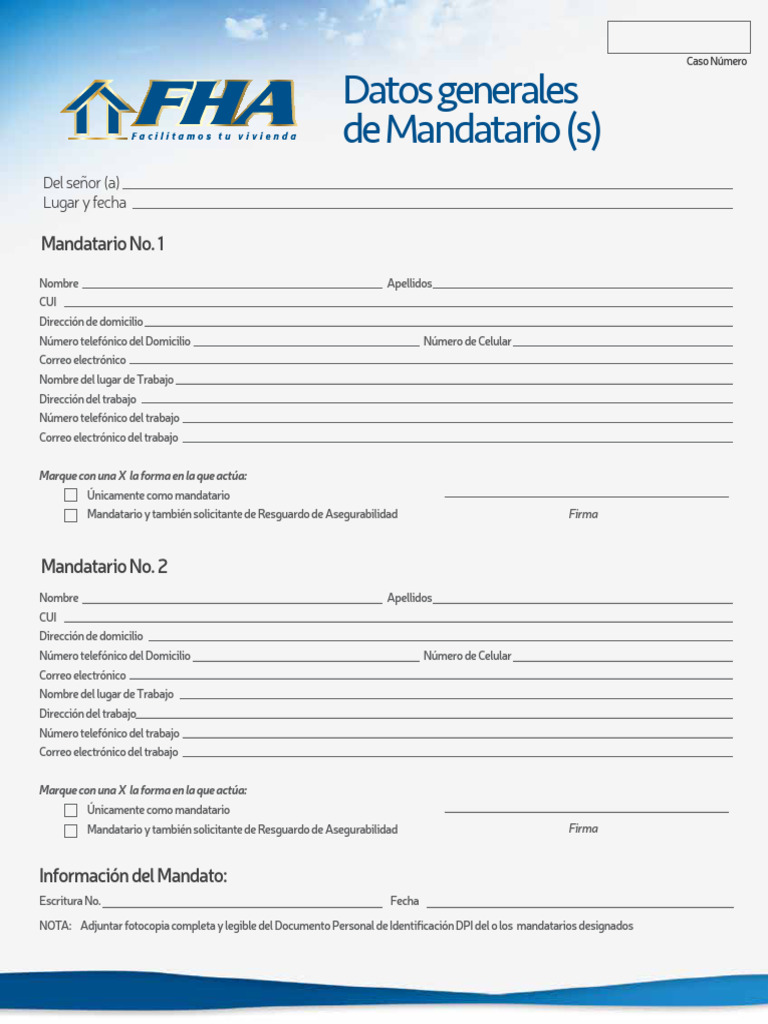 FHA Formulario Mandatario | PDF