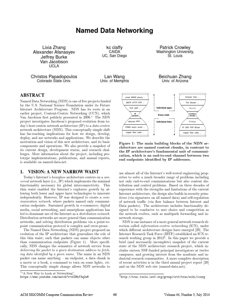 Named Data Networking Ccr Pdf Computer Network Router Computing 