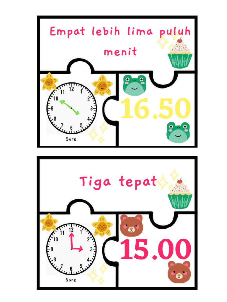LKPD Puzzle Waktu Kelas I | PDF