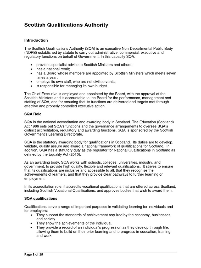 SQA: Scotland's National Qualifications Authority | PDF | Vocational Education