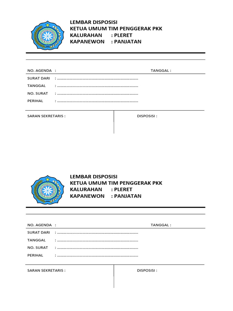 Lembar Disposisi PKK | PDF