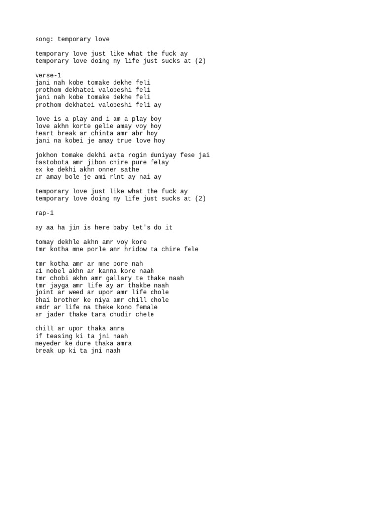 Song Temporary Love | PDF