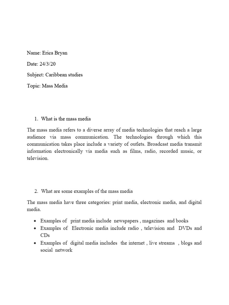 mass media assignment | PDF | Mass Media | News