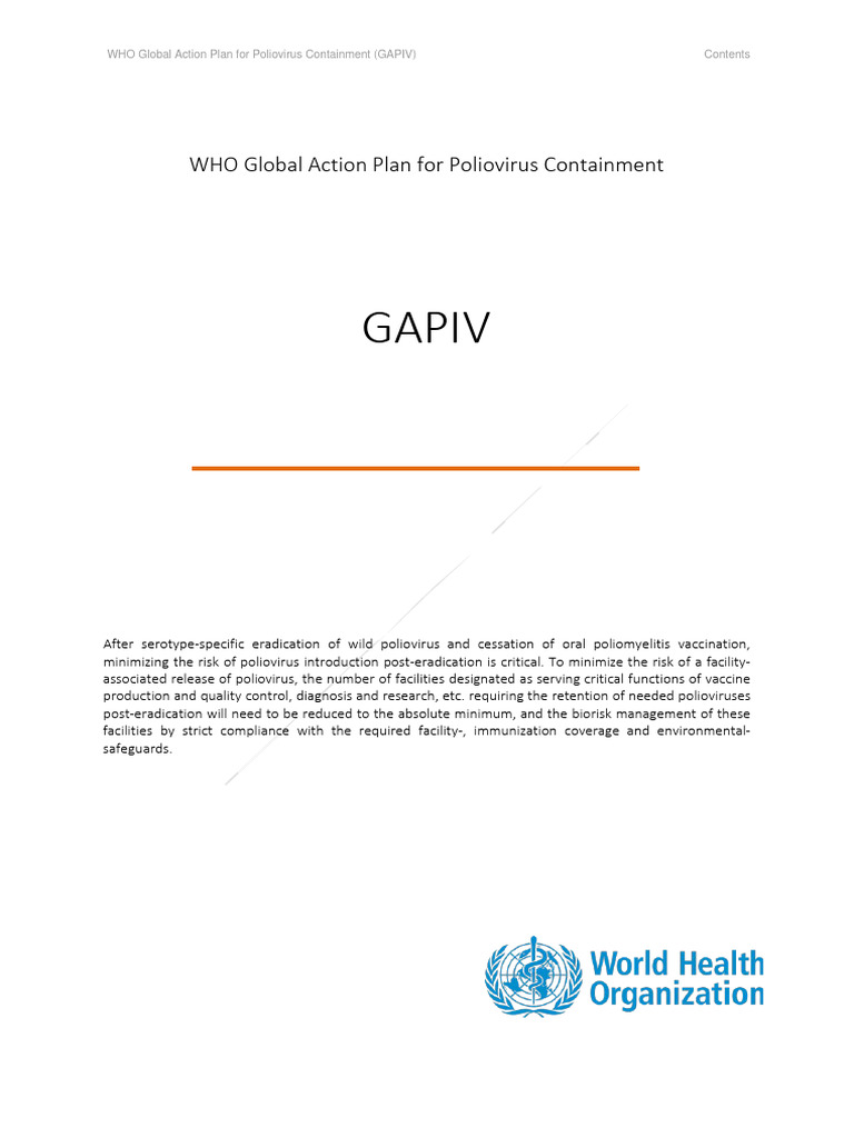 WHO Global Action Plan For Poliovirus Containment GAPIV | PDF ...