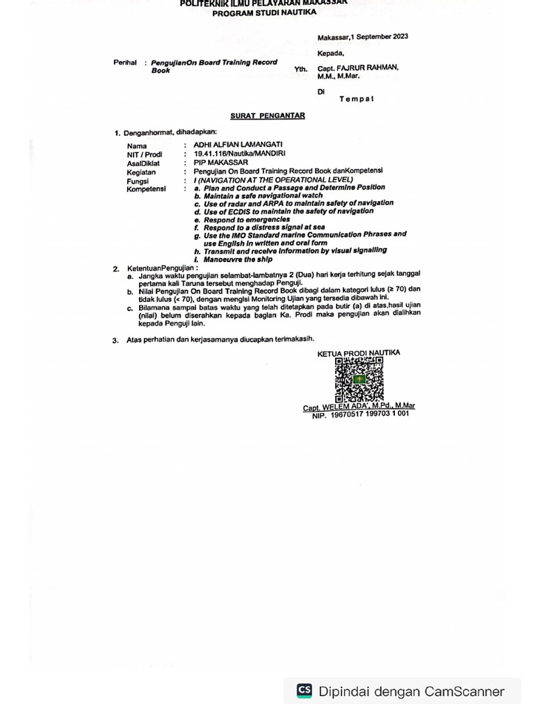 Form Pengujian Adhi Alfian Lamangati | PDF