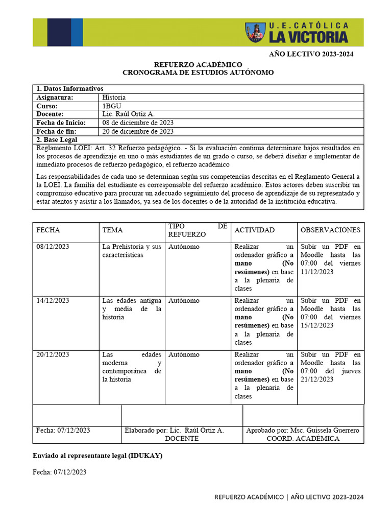 1BGU Historia . - Refuerzo Acadã©mico 1 TRIMESTRE V | PDF