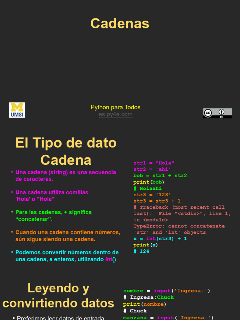 09 00cadenas | PDF | Cadena (informática) | Python (lenguaje de ...