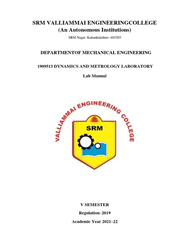 Dynamics and Metrology Laboratory | PDF | Rotation Around A Fixed Axis | Force