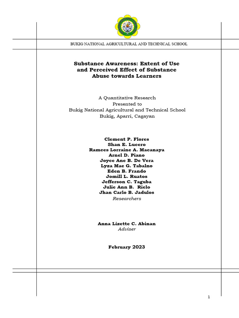 Substance Abuse Awareness Among Learners | PDF | Substance Abuse ...