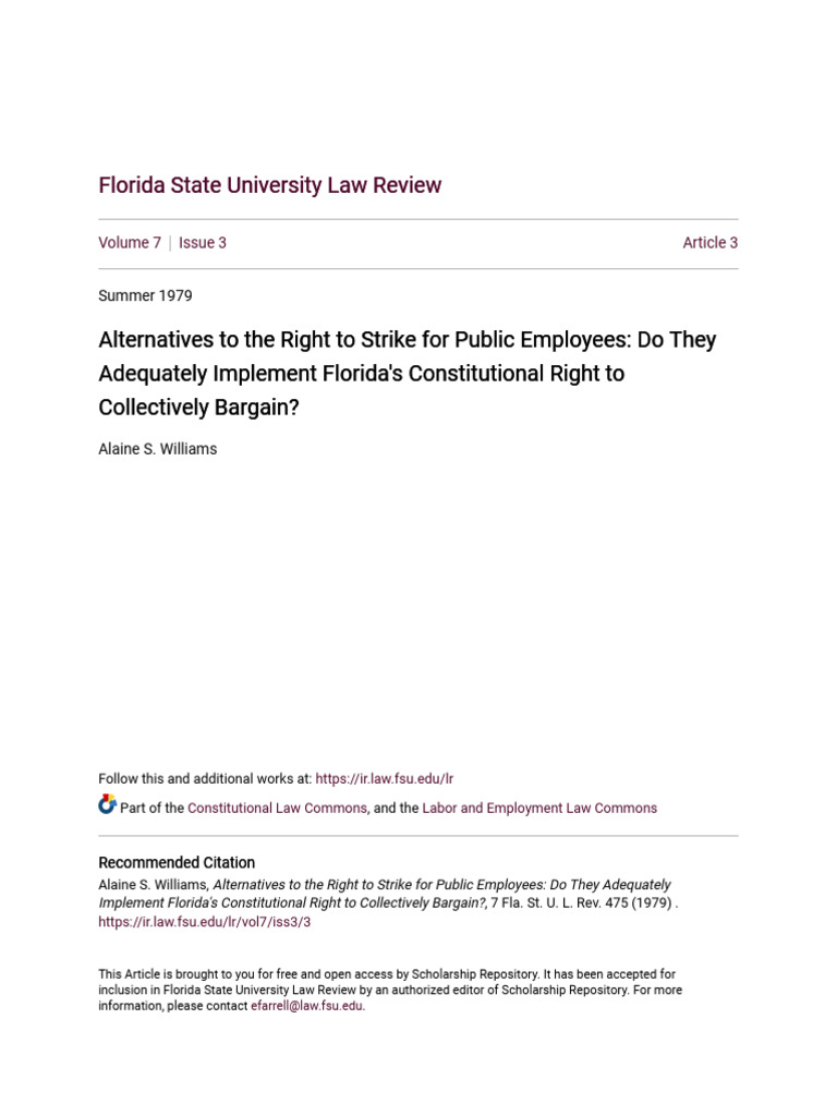 Alternatives To The Right To Strike For Public Employees PDF Strike