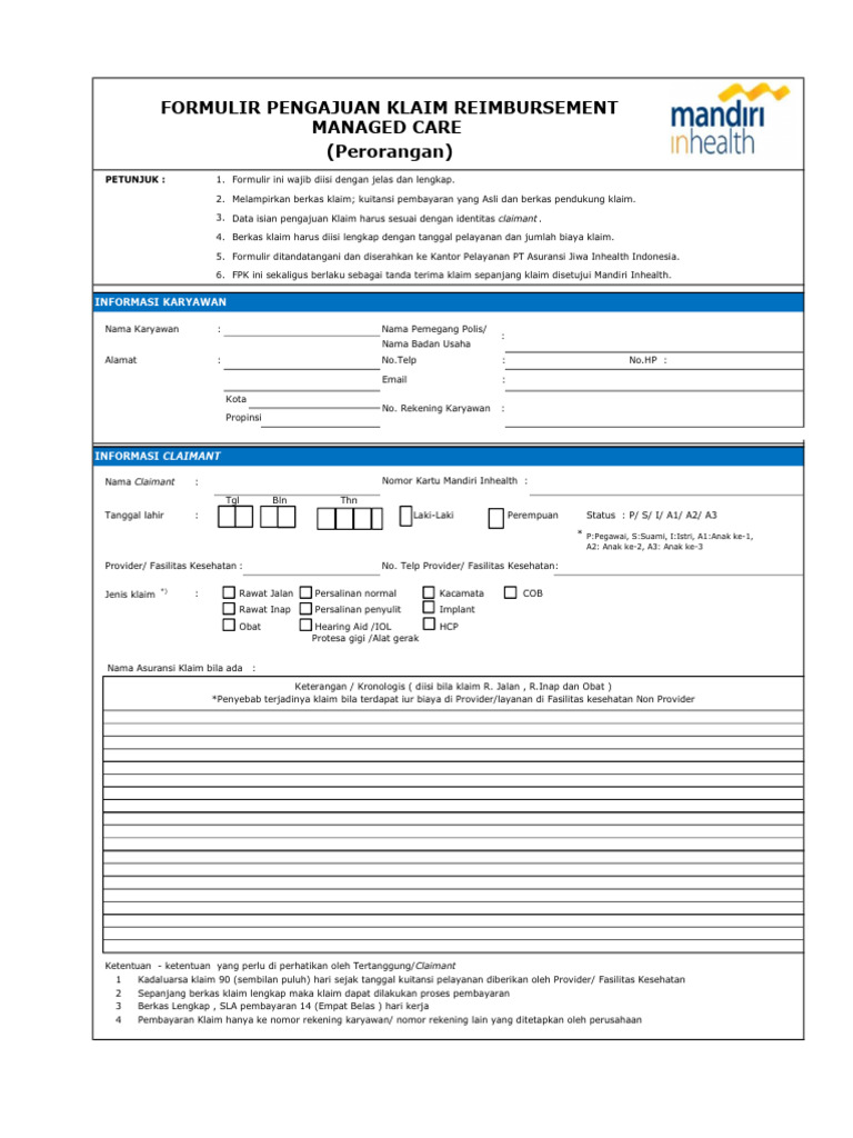 Panduan Klaim Reimbursement Inhealth | PDF
