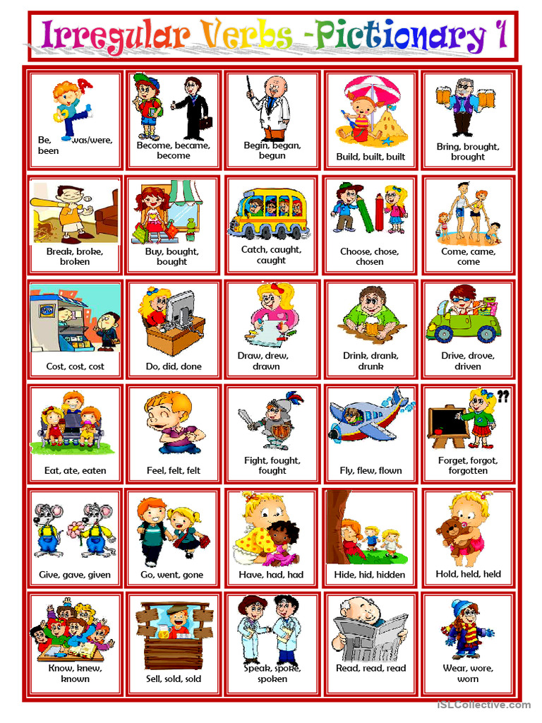Irregular Verbs Pictionary Guide | PDF