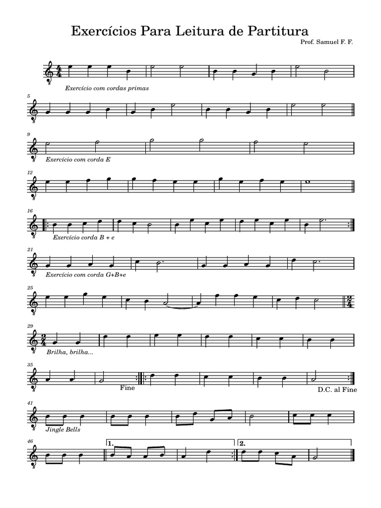 Exercícios para Leitura de Partitura | PDF