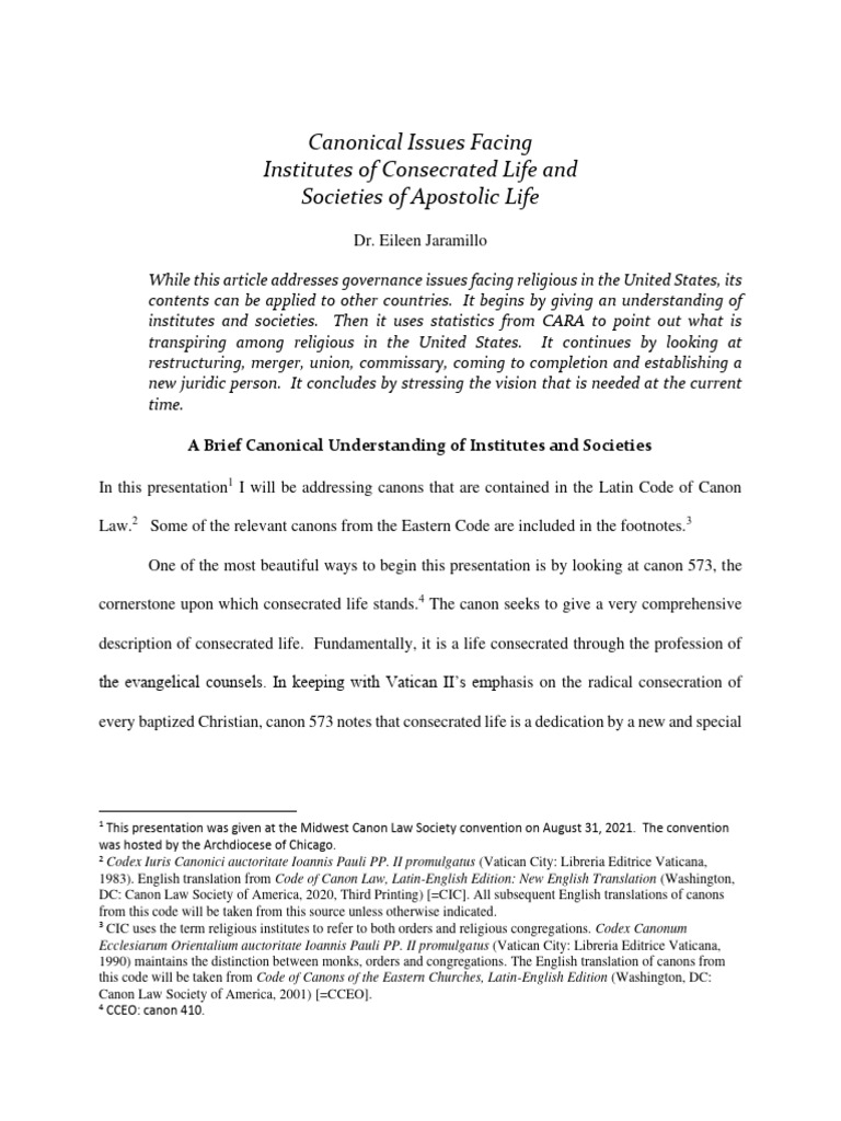 Canonical Issues Facing Institutes of Co | PDF