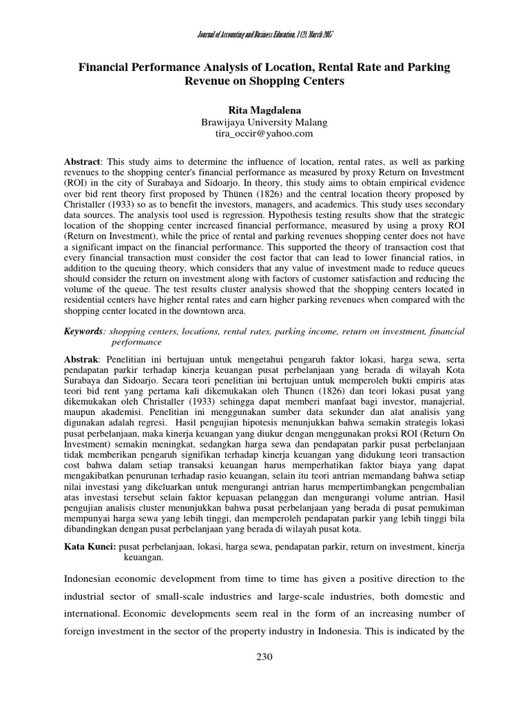 Financial Performance Analysis Of Location Rental PDF Return On