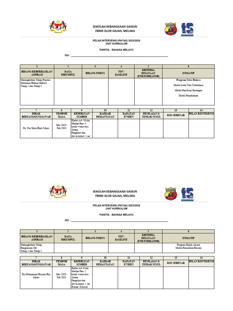 Pintas Panitia BM SK Ganun 2023 | PDF