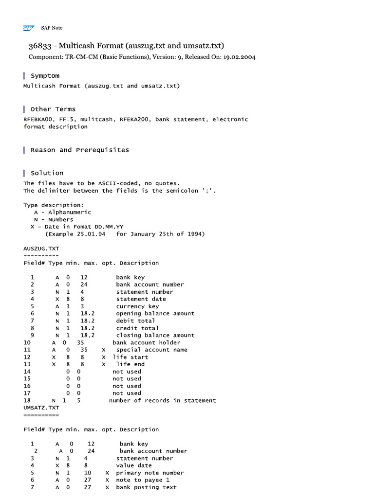 Sapnote 36833 | PDF