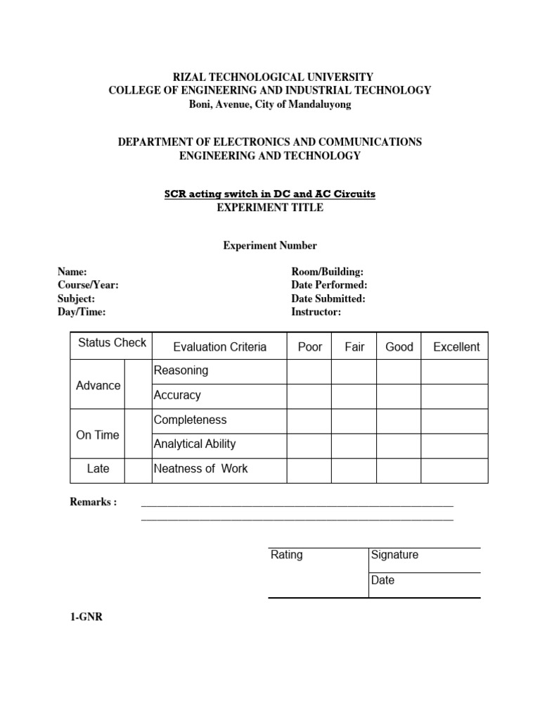 SCR Acting Switch in DC and AC Circuits | PDF | Rectifier | Voltage