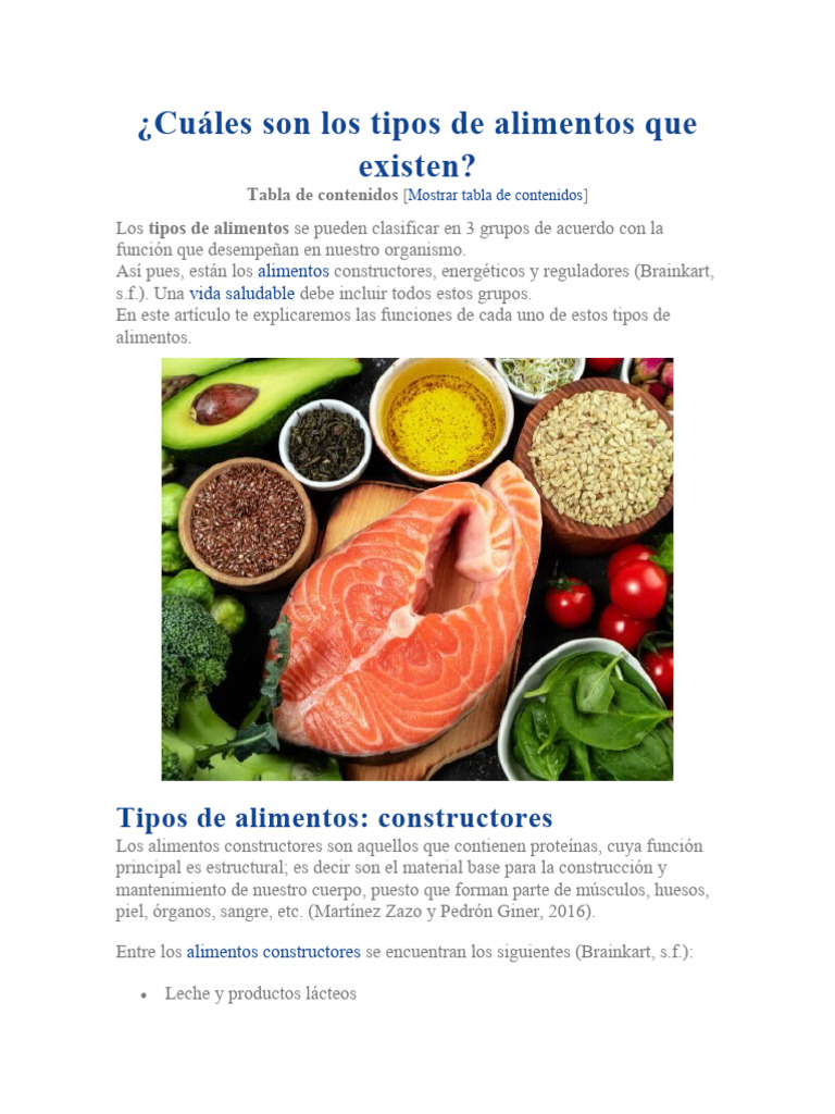 CUALES SON LOS TIPOS DE ALIMENTOS QUE EXISTEN | PDF | Alimentos ...
