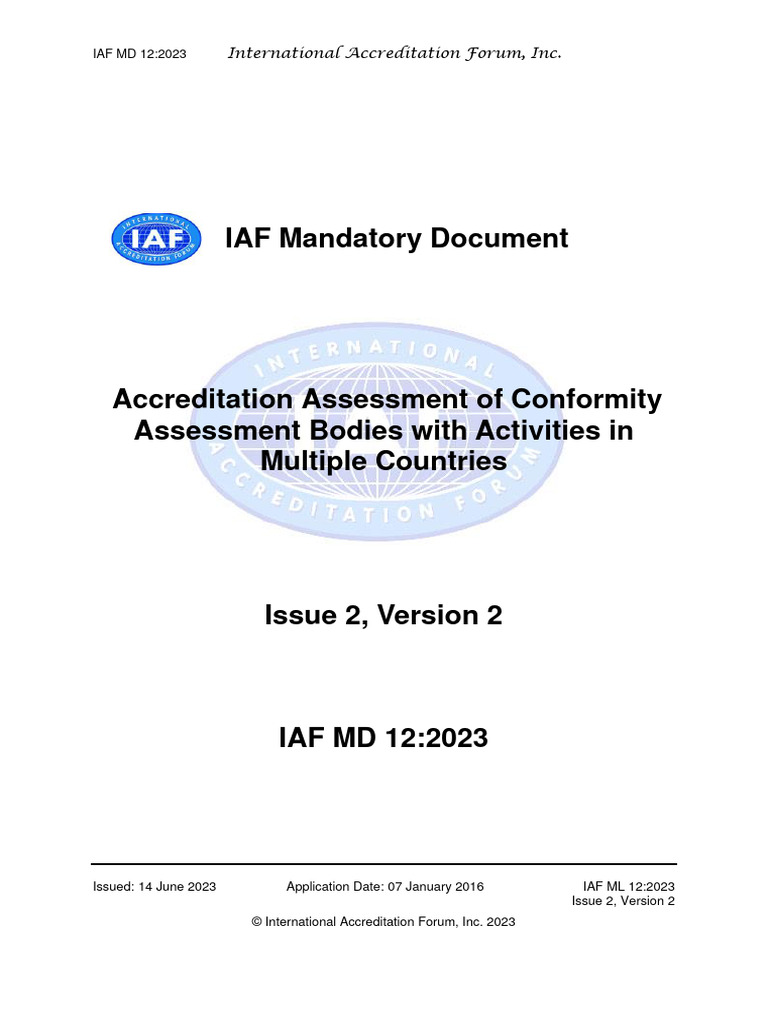 IAF MD12 2023 Issue2 Version2 14062023 | PDF | Regulation