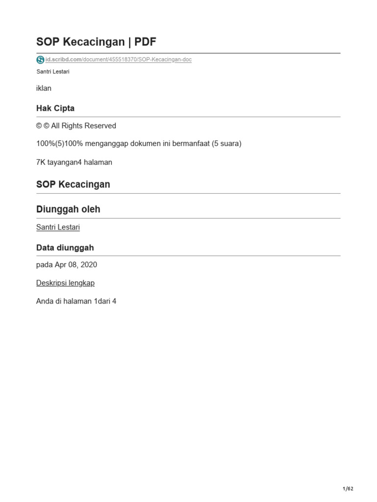 SOP Kecacingan PDF | PDF