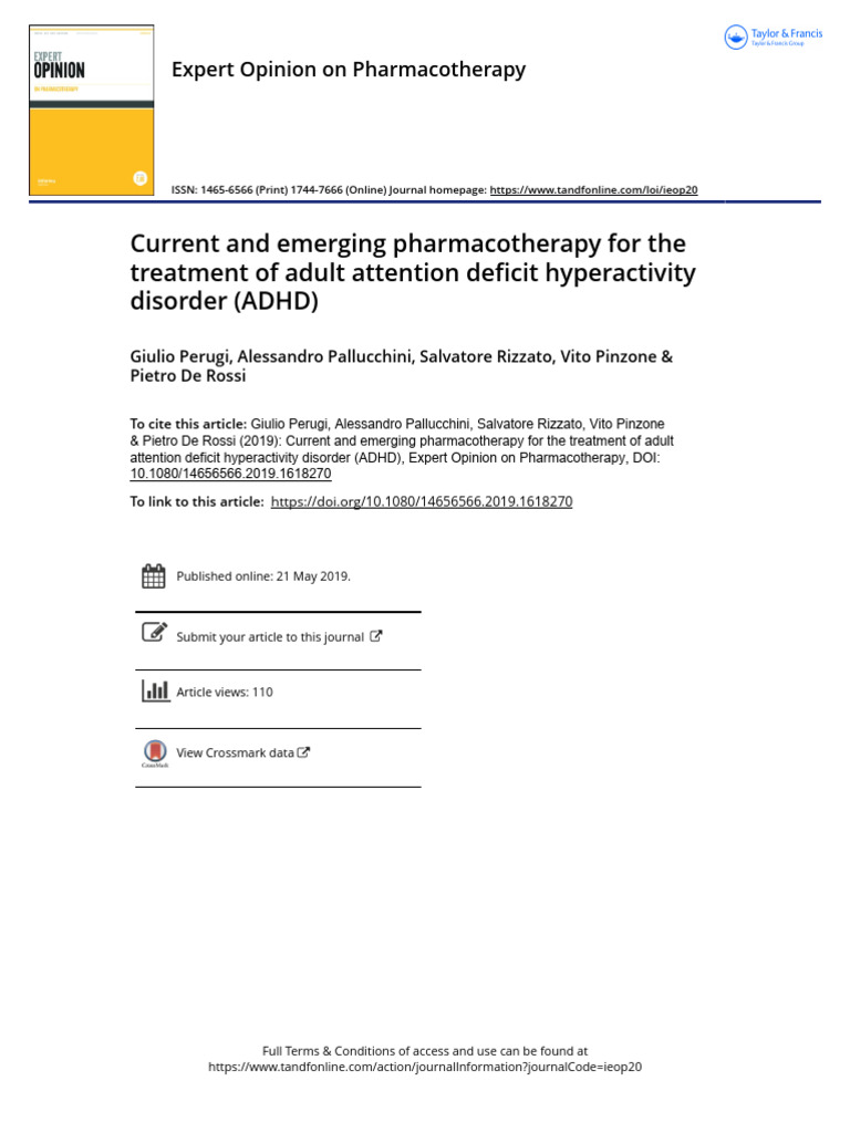 Current and Emerging Pharmacotherapy For The Tto of Adult ADHD | PDF