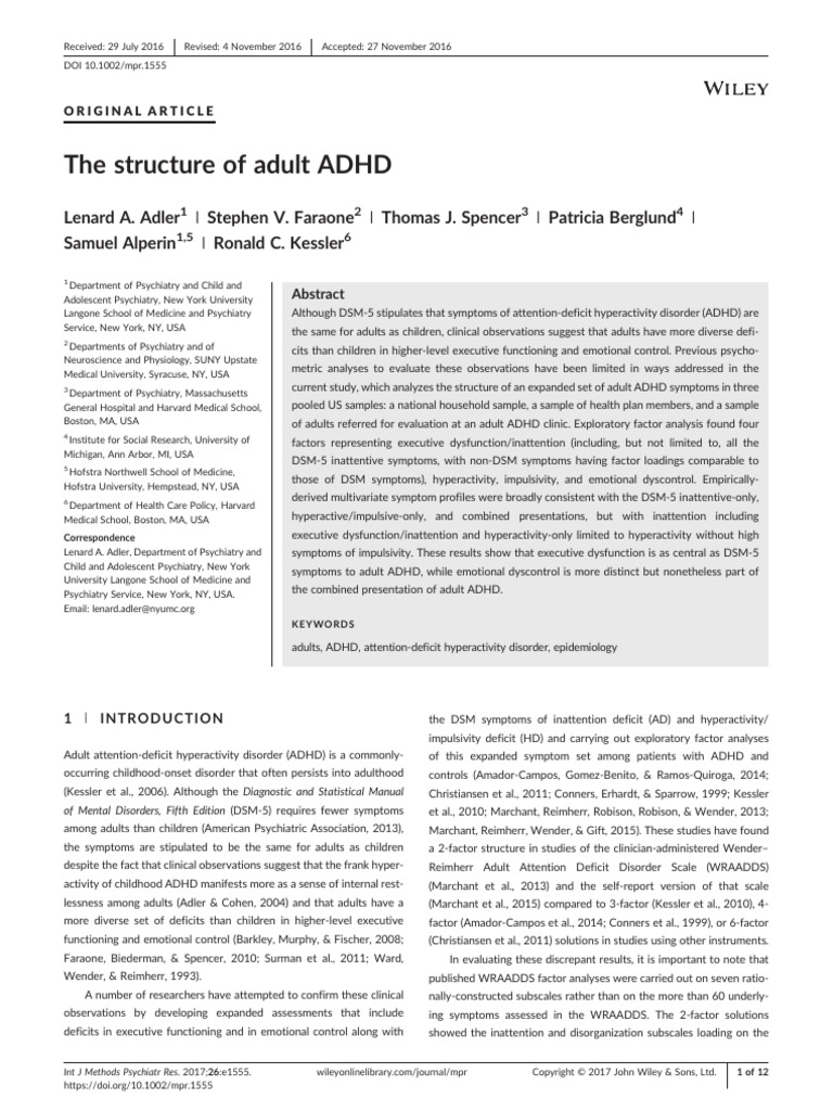 The Structure of Adult ADHD | PDF | Attention Deficit Hyperactivity ...