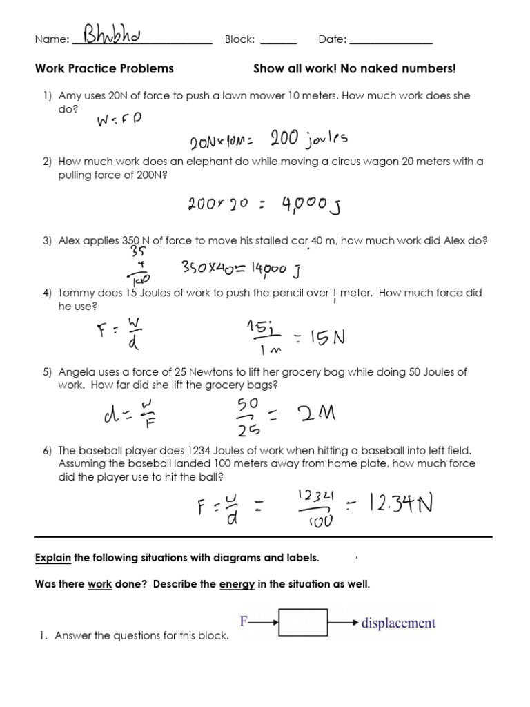 Work Calculation Problem | PDF