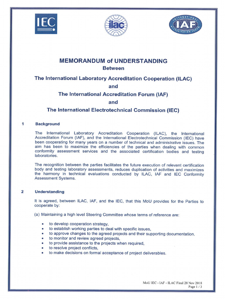 IEC ILAC IAF MoU Nov 2018 | PDF