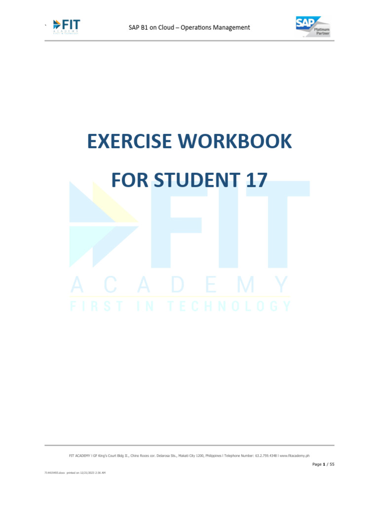 Exercise Workbook 17 | PDF | Receipt | Information And Communications ...