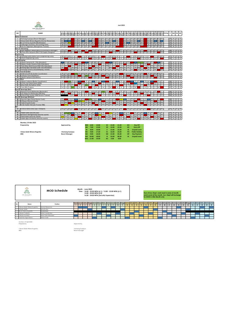 Master Schedule - MOD - Piket Mebanten - Juni 2023 | PDF