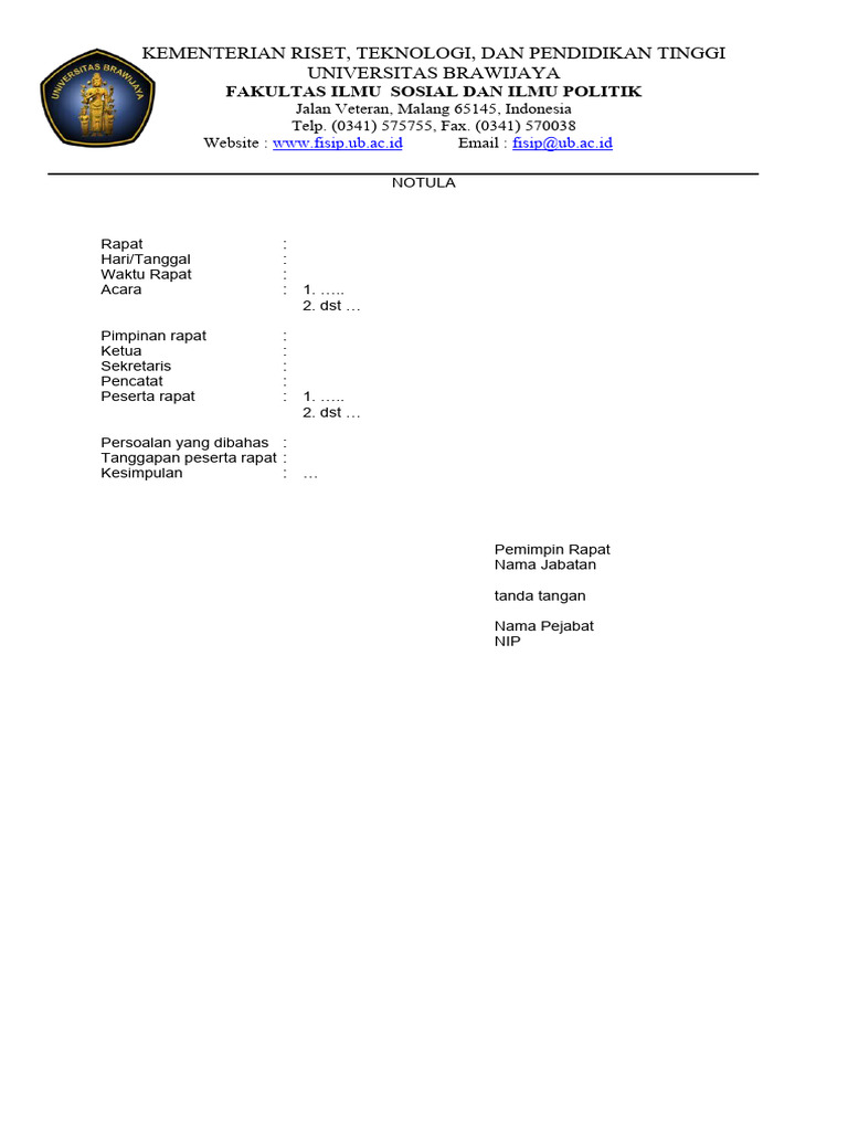 Contoh Format Notula Rapat1 | PDF