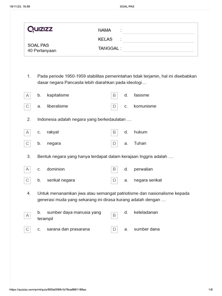 SOAL PAS PKN Acak | PDF
