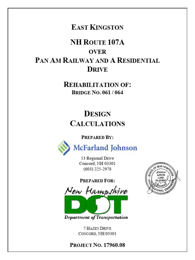 East Kingston Bridge Design Calculations | PDF