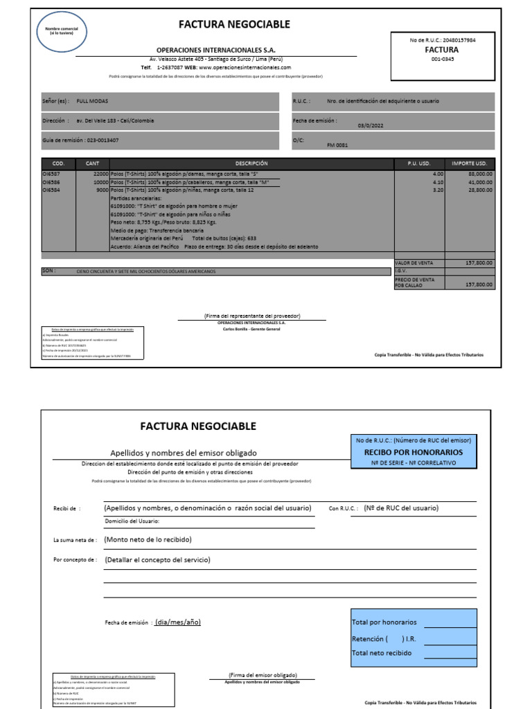 Formato Factura Definitiva Practica | PDF | Factura | Economias