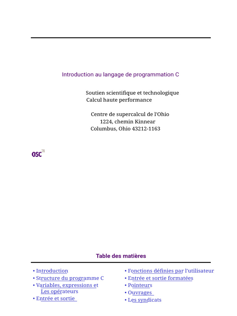 Programmation en C Cours Original en FR | PDF | Ordinateurs | Technologie et ingénierie