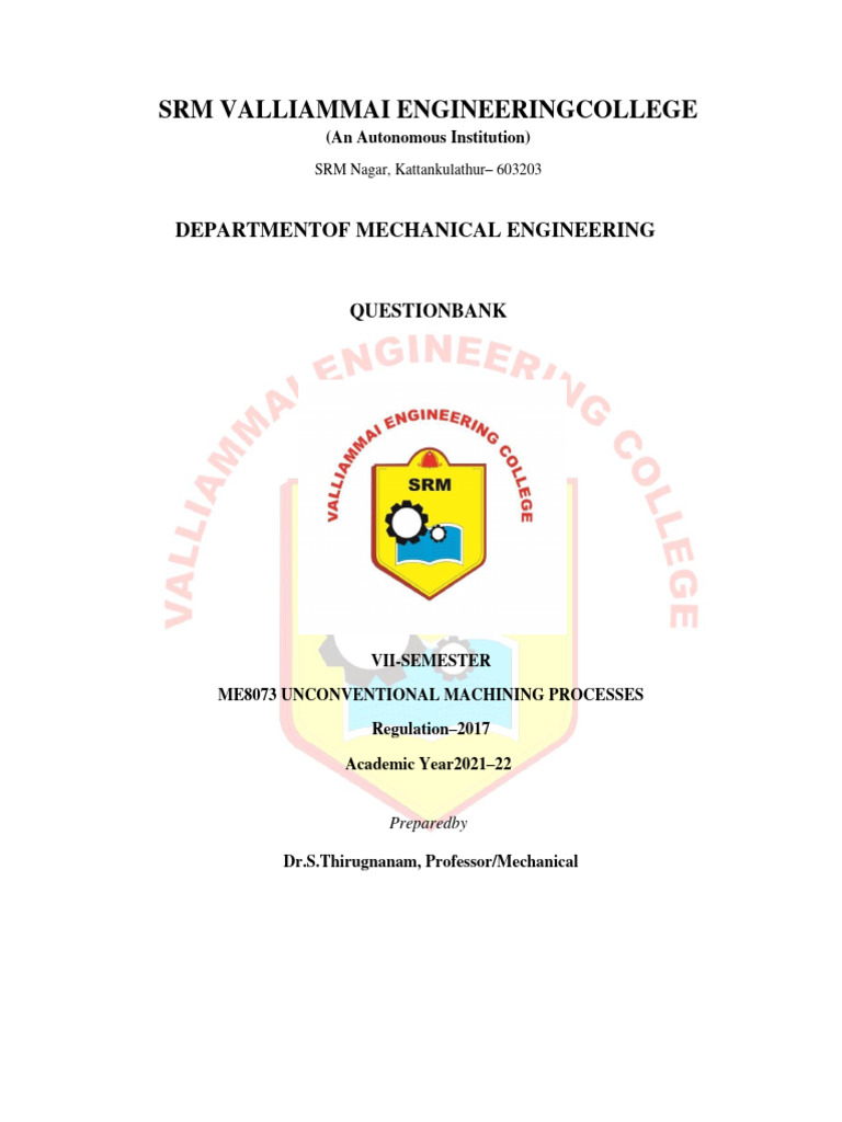 Me8073 Unconventional Machining Processes | PDF | Machining | Physical ...