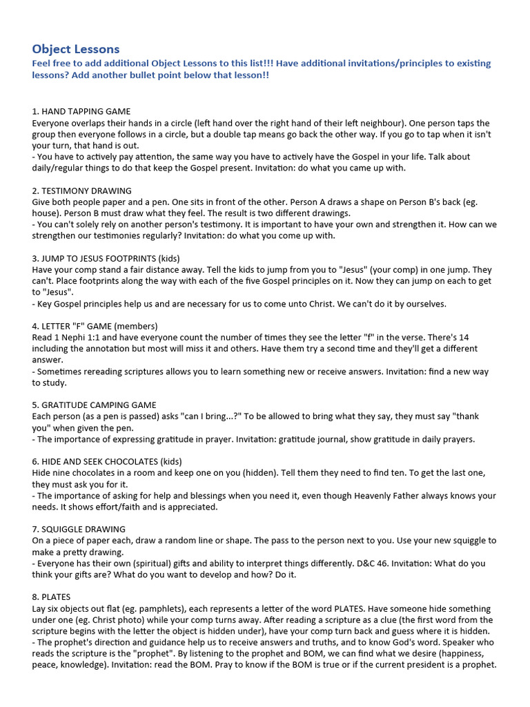 Object Lessons Examples | PDF