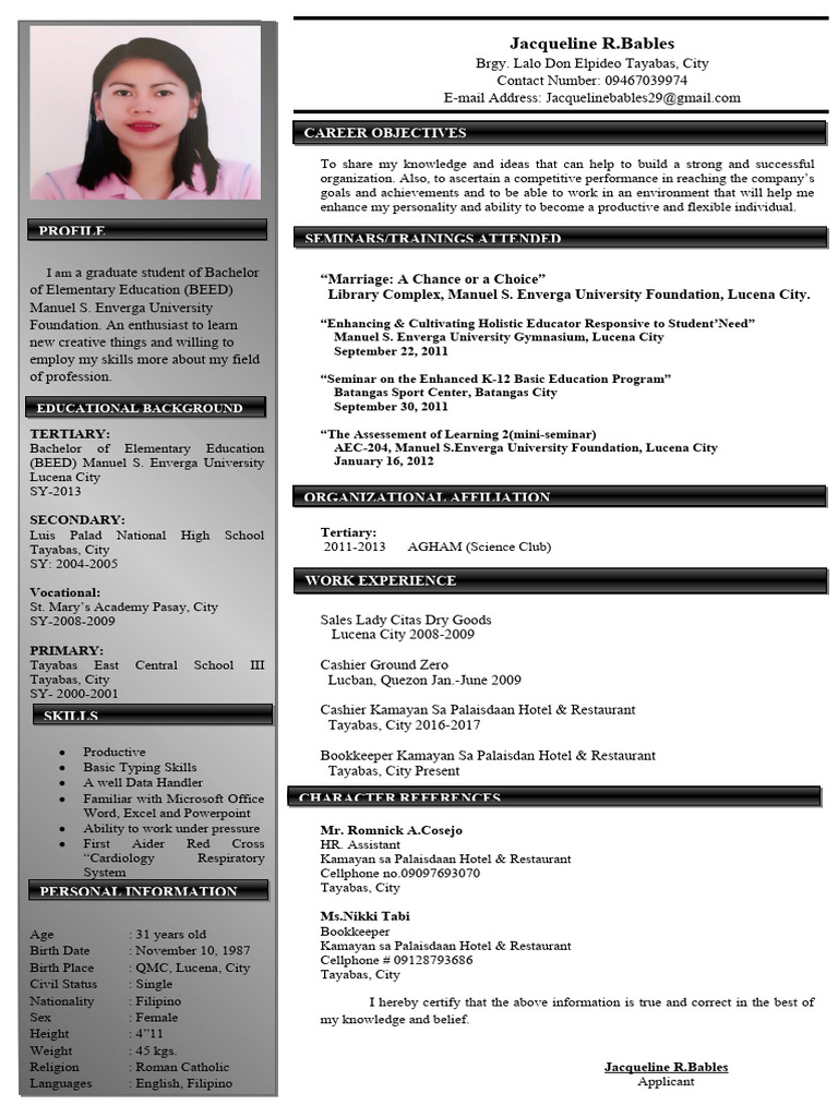 Jackie Resume 2019 | PDF | Cognition | Learning