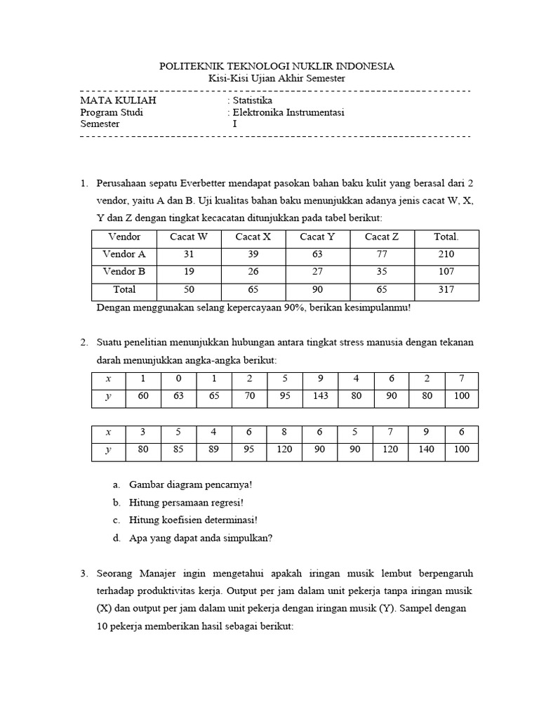 Kisi2 UAS Statistik 2023-2024 | PDF