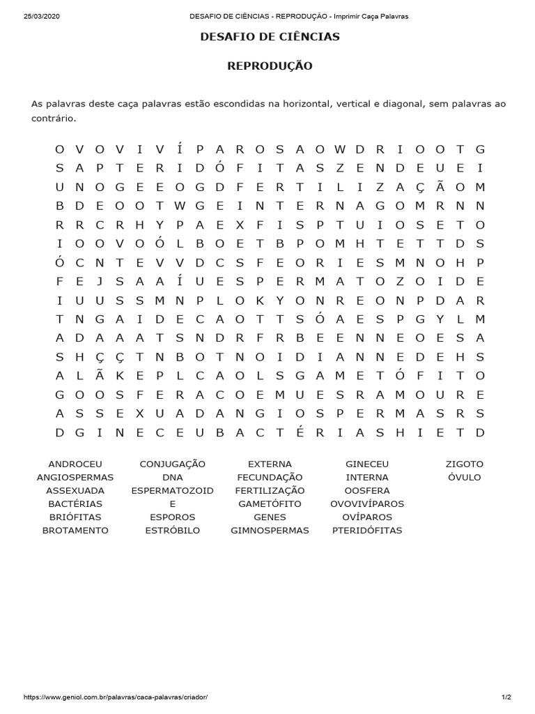 8º Ano - Caça Palavras | Download grátis PDF | Reprodução | Eucariotas 8º Ano - Caça Palavras | Download grátis PDF | Reprodução | Eucariotas