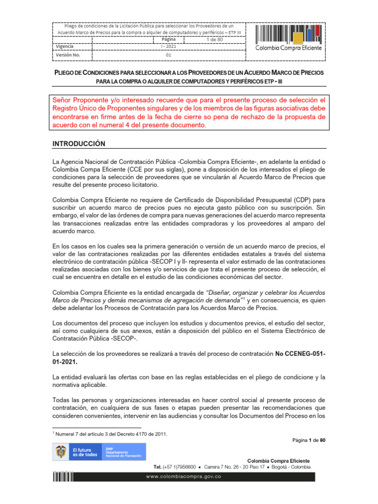 Pliego de Condiciones - Compra o Alquiler de ETP III | PDF | Pantalla de cristal líquido ...