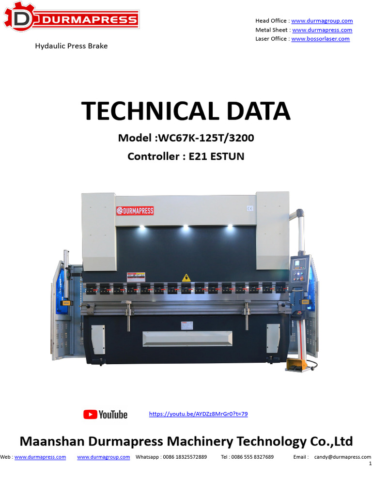 Dumapress Specs WC67K-125T3200 E21 | PDF | Sheet Metal | Brake