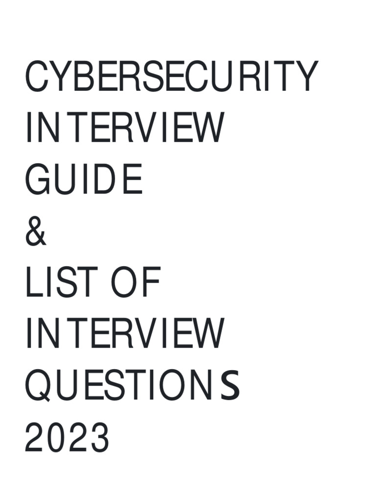 Cybersecurity Interview Questions 2023 | PDF